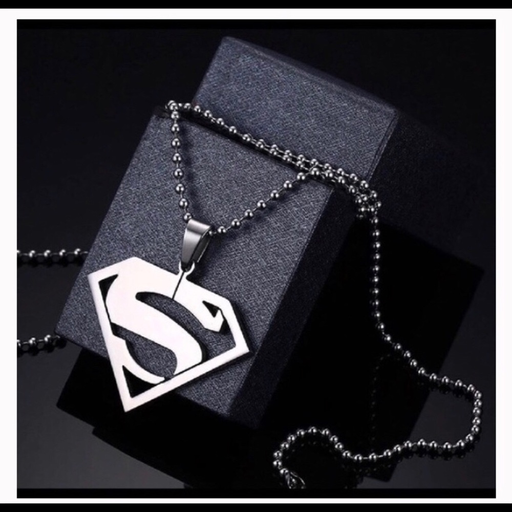 30 Inch Stainless Superman Letter S Men Jewelry - Gem